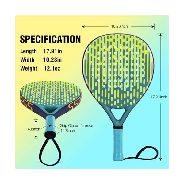 GEAVESS Padel Racket Carbon and Fiberglass Surface with EVA Memory Foam ...