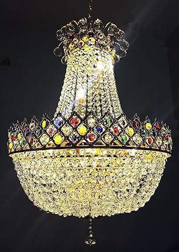 Buy SHRI MAHAL ANTIQUES LED Crystal Big Size Jhumar Ceiling Light for ...