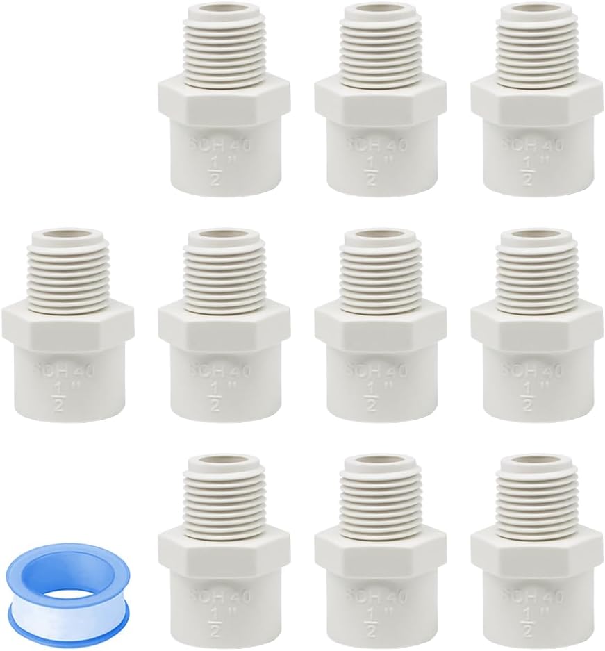 10pcs 1 2 Inch Pvc Coupling Fittings White Male Thread | Desertcart INDIA