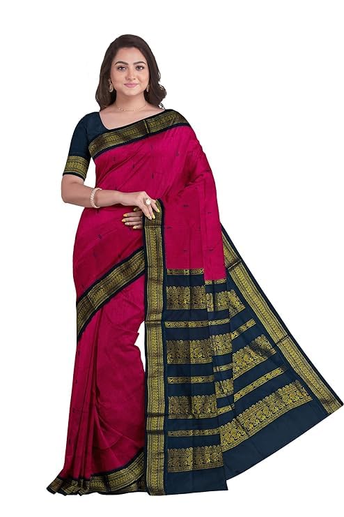 Buy Unique Queens Women's Pure Kalyani Relaxed Fit Silk Saree With Zari Border And Regular Fit ...