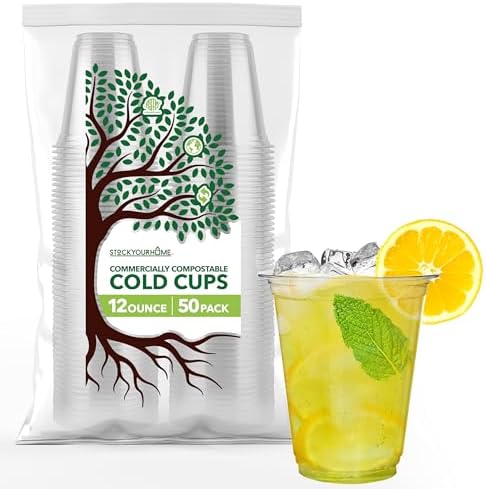 Amazon.com: Stock Your Home 12 oz Clear Commercially Compostable Cold ...