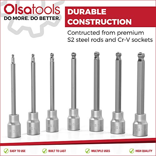 Olsa Tools Long Ball Point Hex Socket Set | 3/8 Inch Drive Ball-End ...
