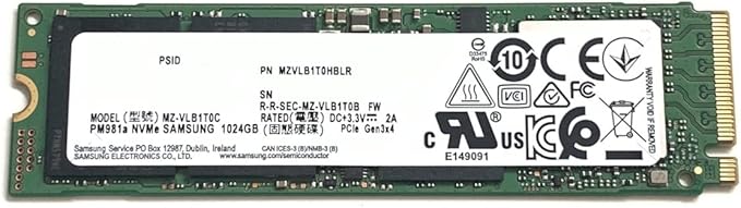 Amazon.com: Samsung SSD 1TB PM981a M.2 2280 NVMe PCIe 3.0 MZVLB1T0HBLR ...
