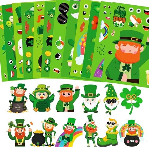 Amazon.com: 36 Sheets St Patricks Day Stickers, Saint Patricks Make A ...