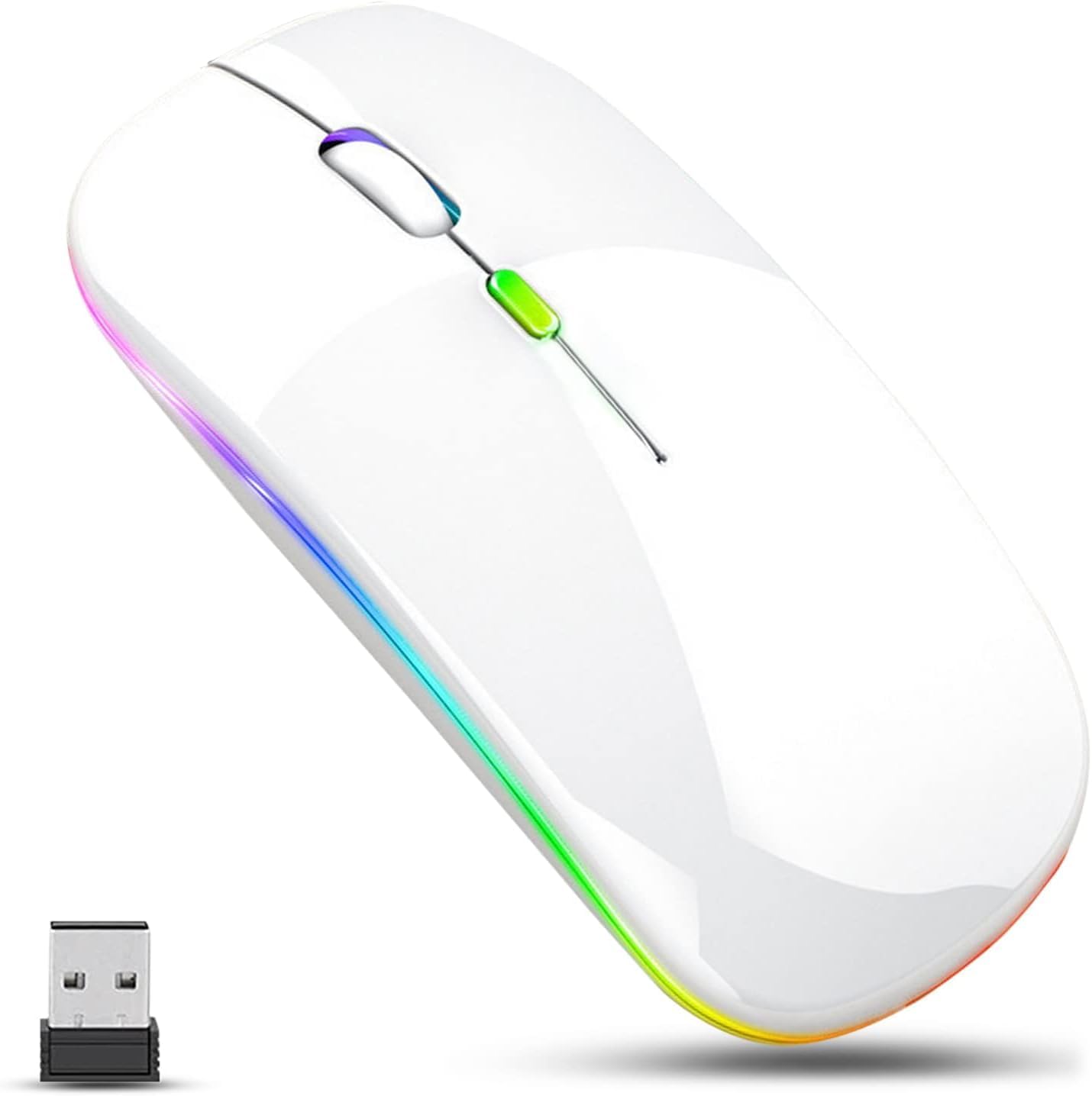 Wireless Slim Silent USB Rechargeable LED Mouse (2.4G USB), 10m Remote ...