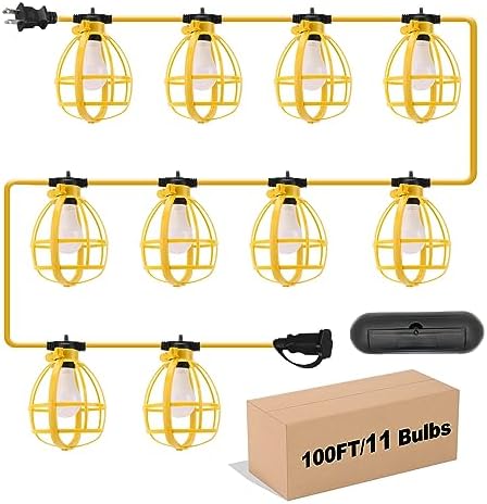 Yaoledly 100FT Construction String Lights with Outdoor Extension Cord ...