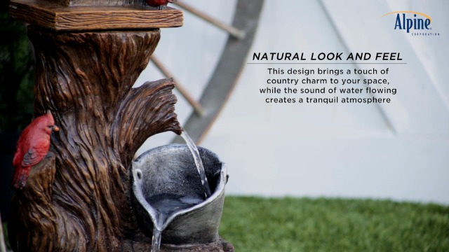 Watch Cardinal Birdhouse Cascading Barrel Fountain, 32" Tall on Amazon Live