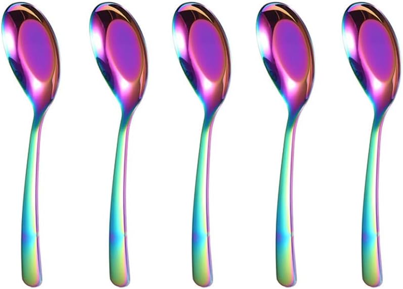 Amazon.com: 6 Pieces Rainbow Soup Spoon Colorful Stainless Steel Spoon ...