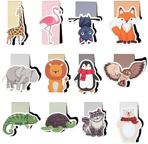 Svalor Magnetic Bookmark,12 Pack Cute Animal Themed Book Marker, 7 CM ...