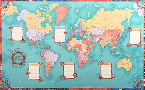 Laminated World Bucket List Wall Map: Amazon.co.uk: 5015822520723: Books
