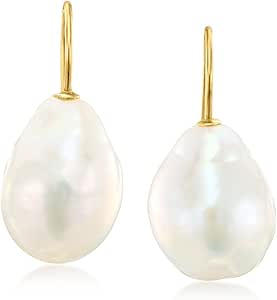 Amazon.com: Ross-Simons 11-12mm Cultured Baroque Pearl Drop Earrings in 14kt Yellow Gold ...