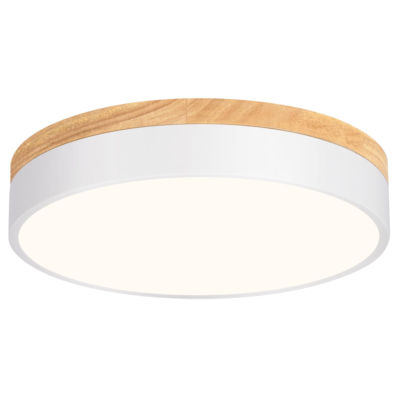 Modern LED Ceiling Light, Dimmable Wood Flush Mount Ceiling Lighting ...