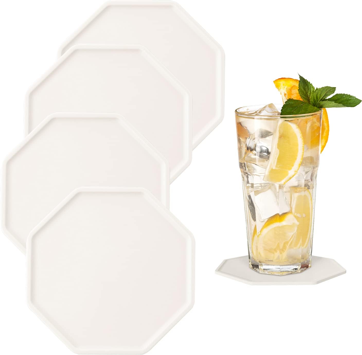 Amazon.com: 4 Packs Silicone Coasters Non Slip Coasters for Drinks ...