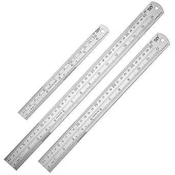3Pcs Stainless Steel Ruler, Metal Ruler Set(15cm/30cm/40cm Rulers) with ...