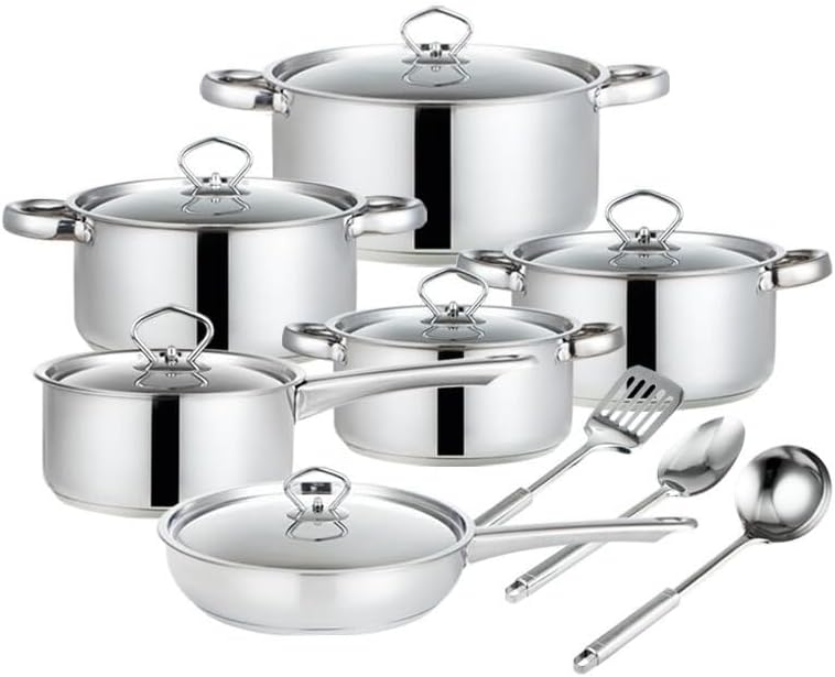 Amazon.de: Topfset 15 Teiliges Edelstahl Kochtopf: Kochtopf Induktions ...