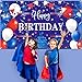 Amazon.com: Red White and Blue Birthday Banner Decorations Backdrop ...