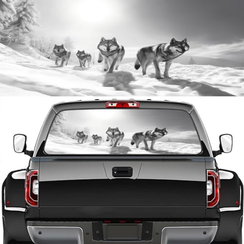 Amazon.com - Snow Mountain Wolf Truck Rear Window Decals Vintage Snowy ...