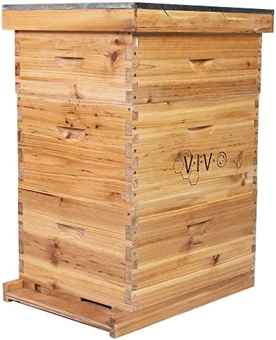 Amazon.com : VEVOR Bee Hive 10 Frame Bee Hives Starter Kit, Beeswax ...