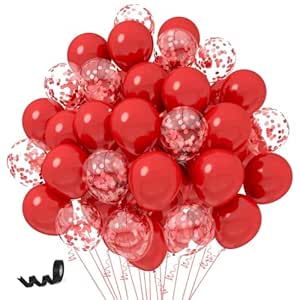 Pop The Party Red Balloons,9 Inch Red Confetti Balloon,Latex Balloons ...
