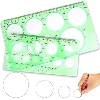2PCS Circle Template: Rulers, Stencils & Drawing Aids for Students ...