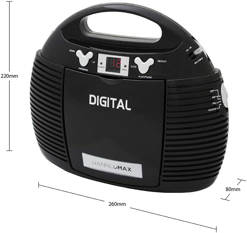 HANNLOMAX HX-327CD Reproductor de CD portátil con radio AMFM entrada ...