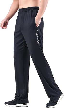 Amazon.com: Zoulee New Men's Front Zipper Fly Open-Bottom Sweatpants ...