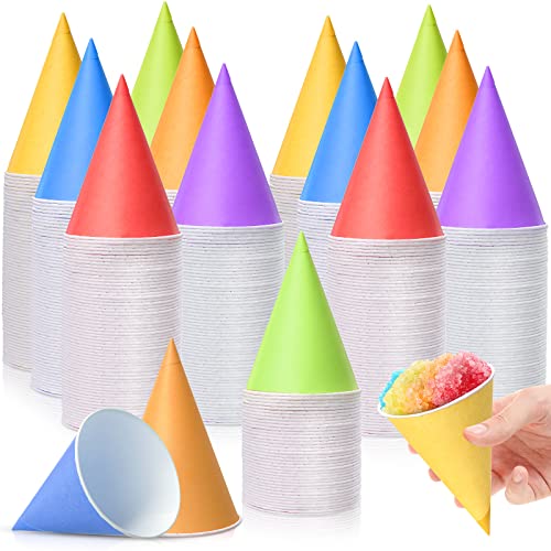 Amyhill 1200 Pieces 6 oz Snow Cone Cups Bulk Colorful Cone Paper Cup ...