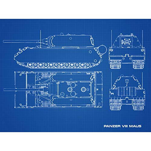 Panzer VIII Maus Super-Heavy Tank Blueprint Plan Premium Wall Art ...
