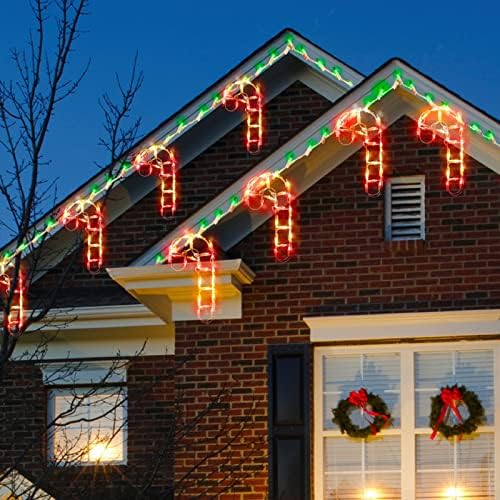 Minetom Christmas Candy Cane String Lights with 6 Drops - 7.5ft 180 ...