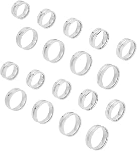UNICRAFTALE about 18Pcs 9 Sizes Stainless Steel Ring Blanks Grooved ...