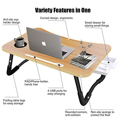 Snapklik.com : Laptop Bed Desk,Portable Foldable Laptop Lap Desk Tray Table