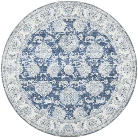 Amazon.com: jinchan Fiora Round Rug 5ft, Distressed Vintage Floral ...