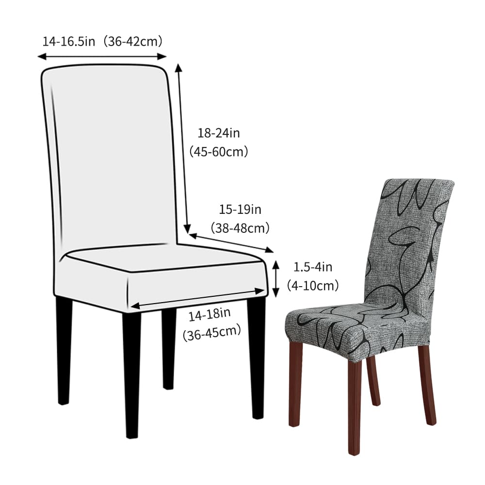 FORCHEER Stretch Chair Covers for Dining Room Set of 6,Printed ...