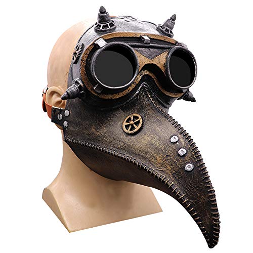 Eighty Plague Doctor Mask- Gold Bird Beak Steampunk Gas Costume-Long ...