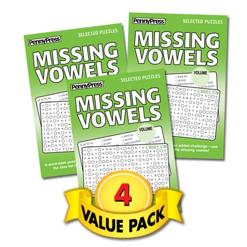 Missing Vowels Word Seek / Word Search Puzzles for All Ages – 4 Pack ...