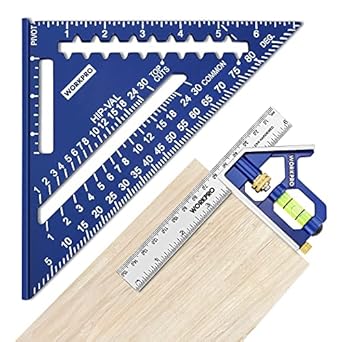 WORKPRO Squadra da Falegname Multifunzione 180mm e Squadra Combinata ...
