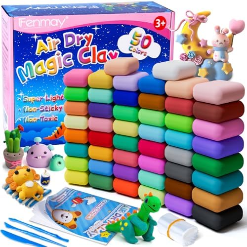 Amazon.com: HoneyToys 24PCS Colorful Modeling Clay Air Dry Clay Studio ...