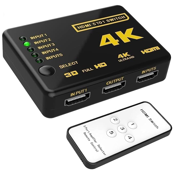 GR Deals HDMI Switch Splitter 5 in 1 Out Ultra HD 4K x 2K Intelligent 5 ...