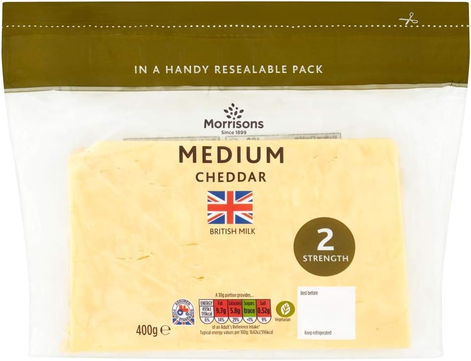 Morrisons Medium Cheddar, 400g : Amazon.co.uk: Grocery