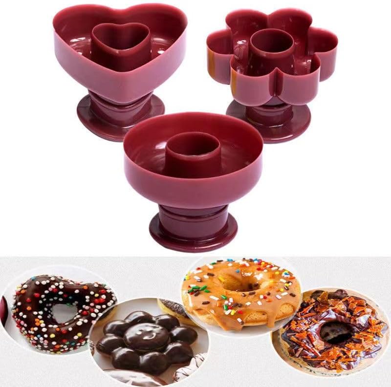 Amazon.com: ANLURA Kitchen Doughnut Mold - 3Pcs Baking Mold Round ...