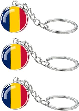 LLBFHH 3 Pcs Chad Flag Key Chain,Cool Keychain for Car Keys, Stainless ...