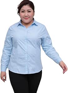 Amazon.co.jp: 白シャツ ブラウス 大きいサイズ S～8XL ワイシャツ ビジネス 事務服 ブラウス 開襟 レディース 長袖 オフィス Yシャツ 白シャツ リクルート 制服 大きい ...