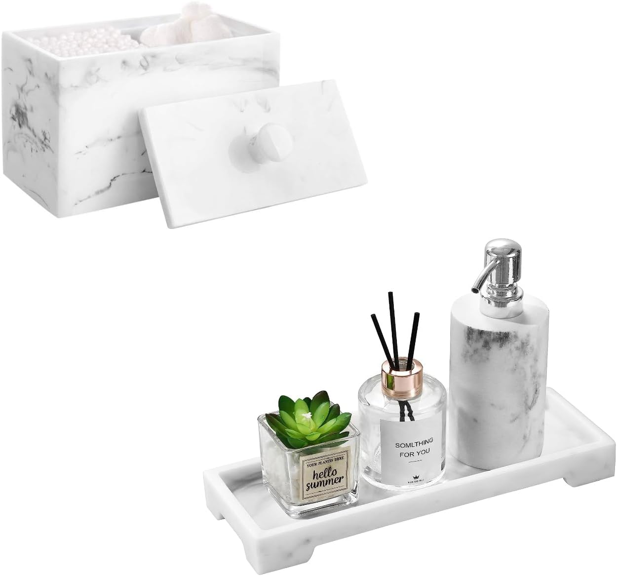 Amazon.com: Luxspire Bathroom Vanity Tray + Cotton Swab Holder, Toilet ...