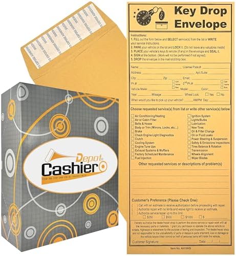 Amazon.com : 500 Night Key Drop Off Envelopes For Auto Shop Repair or ...