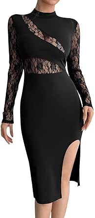 Amazon.com: OPHPY Womens Black Midi Bodycon Homecoming Dresses Sexy ...