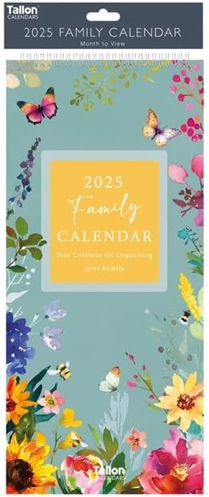 2025 Large Slim Spiral Bound Family Organiser Calendar 5 Columns ...