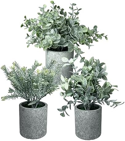 Bilillo 3 Pack Small Fake Plants Potted Plants, Small Artificial Fake ...