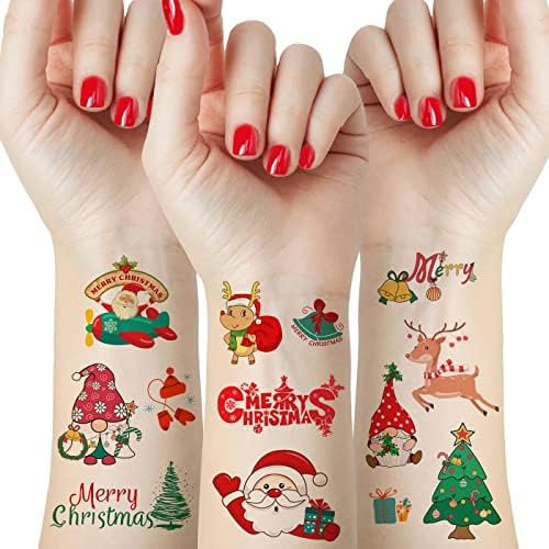 Amazon.com : 100 Pieces Christmas Temporary Tattoos for Kids, 20 Sheets ...
