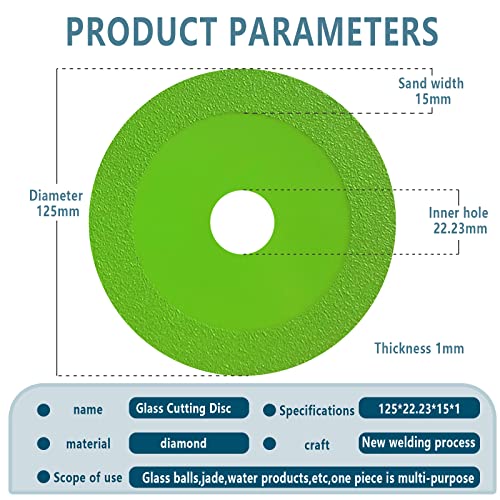 Monsully Glass Cutting Disc, 125mm New Glass Cut Off Wheel Diamond ...