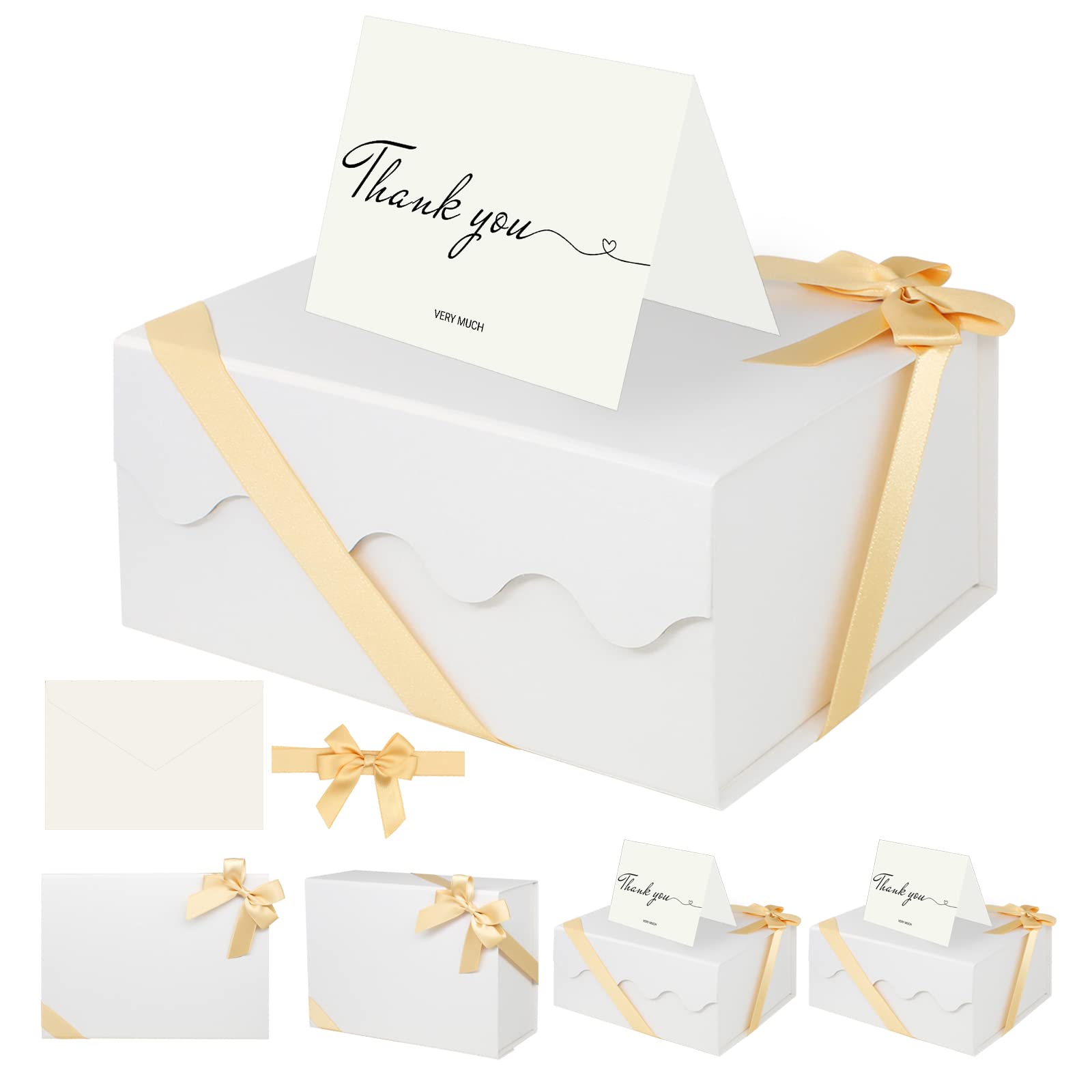 zmybcpack 5 Pack White Gift Boxes 9.5x7x4 Inch, Luxury Wedding Gift ...